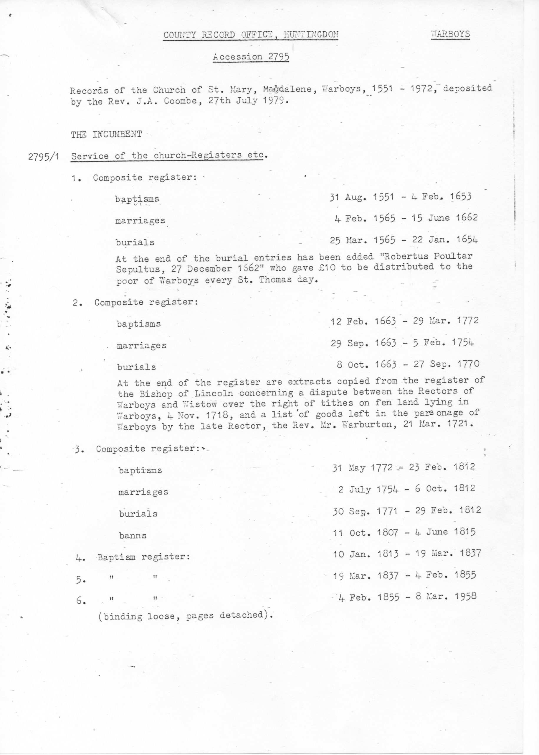Parish Records – Friends of Warboys Library